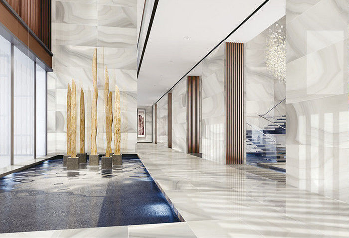 Marble Effect Porcelain Tiles , Matt White Porcelain Tiles Hotel Lobby ...